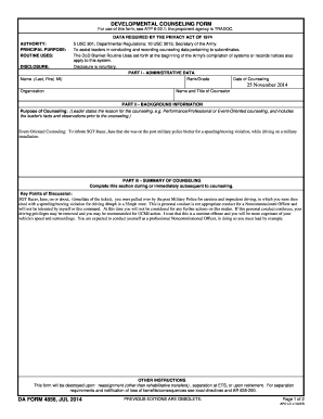 Fillable Online Event-Oriented Counseling To inform SGT Racer, Jane ...