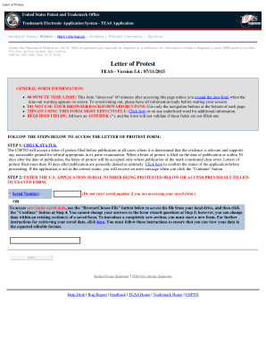 Fillable Online uspto Letter of Protest form - United States Patent and ...