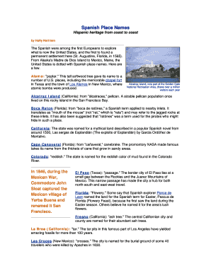 Fillable Online Spanish Place Names Fax Email Print - pdfFiller