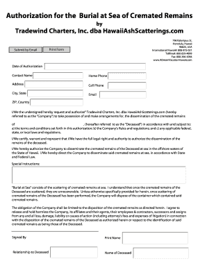 Fillable Online Burial at Sea Authorization Form Fax Email Print ...