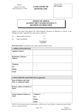 Fillable Online courts qld gov Land Court Form 3 - Notice of appeal ...