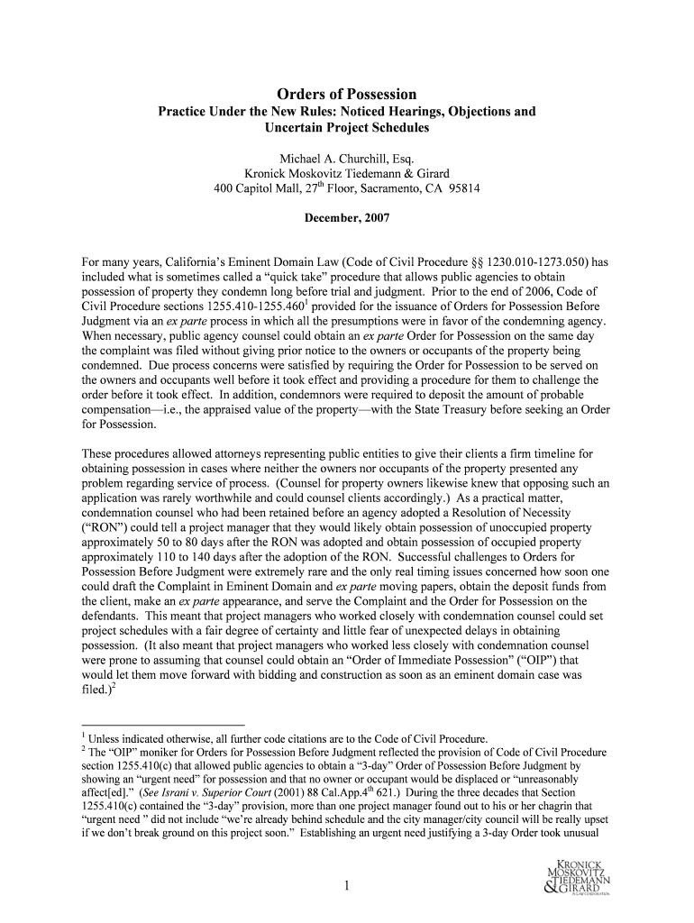 Fillable Online Orders of Possession Fax Email Print - pdfFiller