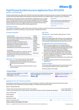 Fillable Online goreyeducatetogether Pupil Personal Accident Application Form 201516 - Allianz ...