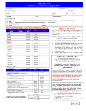Fillable Online Hilton New York Electrical and Cable Services Request ...
