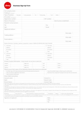 Fillable Online Jenny Business Sign-up Form Fax Email Print - pdfFiller