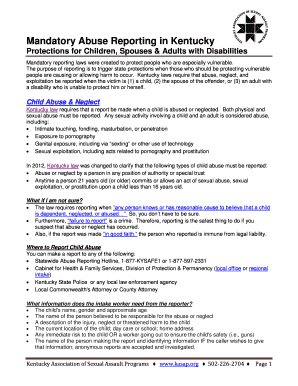 Fillable Online kasap Mandatory Abuse Reporting in Kentucky Fax Email ...