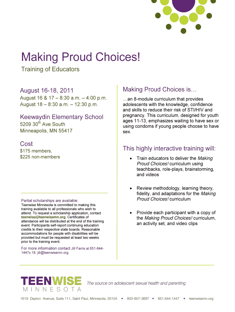 Fillable Online teenwisemn Making Proud Choices - teenwisemn Fax Email ...