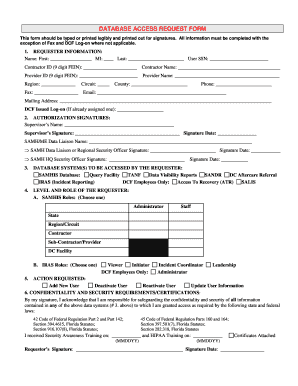 Fillable Online DCF Database Access Request bFormb Fax Email Print ...