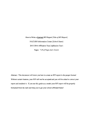 Fillable Online How to Write a Correct RFI Report Title of RFI Report ...