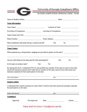 Fillable Online University of Georgia Compliance Office OUTSIDE ...