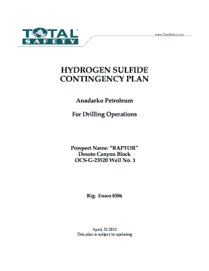 Fillable Online HYDROGEN SULFIDE CONTINGENCY PLAN - Data Center - BSEE ...