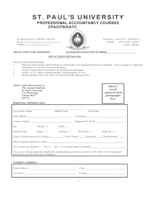 Fillable Online KATC CPA application form - St Pauls University Fax ...