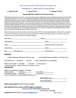 Fillable Online wdcta WDCTA-Central 2015 Shelly Reichart Dressage ...