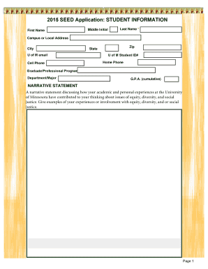 Fillable Online SEED Application Form pdf file - Office for Equity and ...