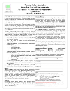 Fillable Online Decoding Financial Statements & Tax Returns for ...