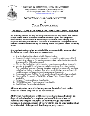 Fillable Online Building Permit Application - Wakefield Fax Email Print - pdfFiller