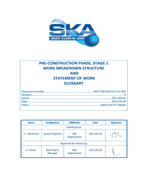 Fillable Online PRE-CONSTRUCTION PHASE, STAGE 1 Fax Email Print - pdfFiller
