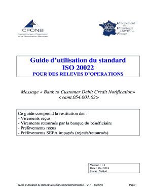 Fillable Online gufrance fr%2fWeb%2fcfonb%2fgufmain Guide utilisation ISO20022 - Relev s de ...