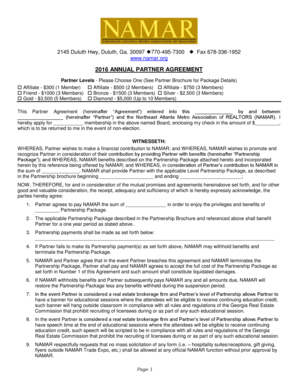 Fillable Online namar 2016 Partner bApplicationb - namar Fax Email ...