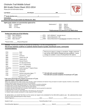 Fillable Online Chisholm Trail Middle School 8th Grade Choice ... - SharpSchool Fax Email Print ...