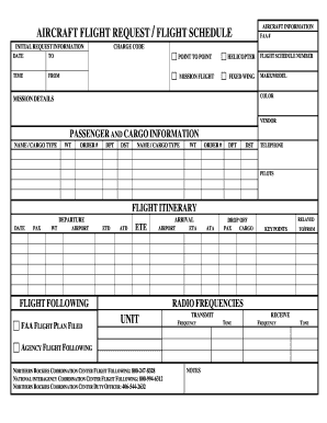 Fillable Online gacc nifc AIRCRAFT FLIGHT REQUEST / FLIGHT SCHEDULE ...