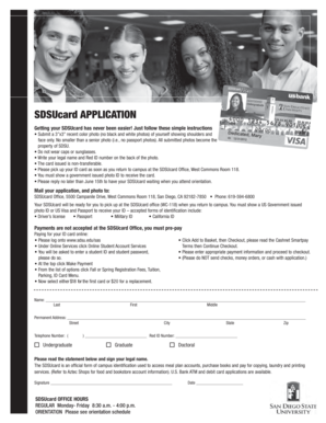 Fillable Online sdsucard sdsu SDSUcard Application PDF - sdsucard sdsu ...