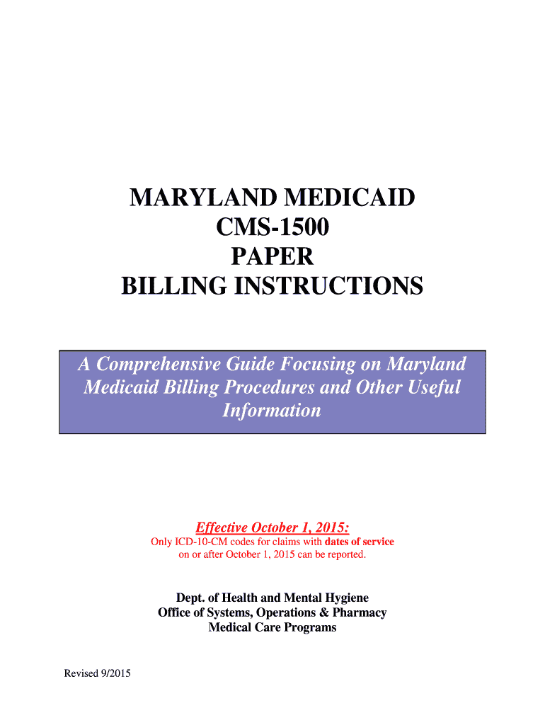 Fillable Online mmcp dhmh maryland CMS 1500 Billing Instructions ...