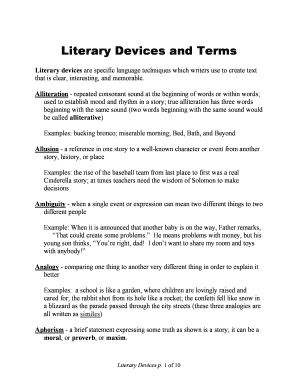 Fillable Online Literary Devices and Terms Fax Email Print - pdfFiller