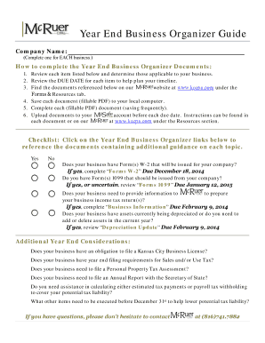 Fillable Online How to complete the Year End Business Organizer ...