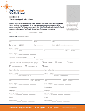 Fillable Online explorer-west 20142015 Two Page Application Form If ...