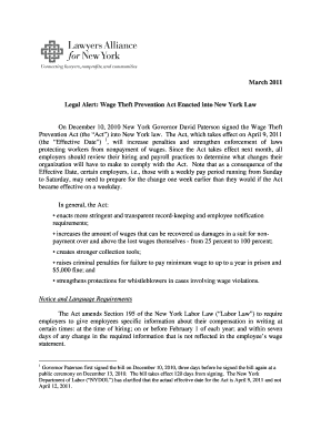 Fillable Online lawyersalliance Legal Alert: Wage Theft Prevention Act ...