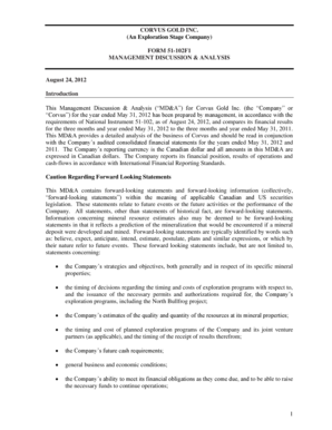 Fillable Online CORVUS GOLD INC Fax Email Print - pdfFiller