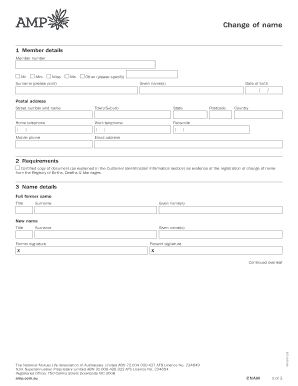 Fillable Online Change of name statutory declaration (Form 06410) - AMP ...