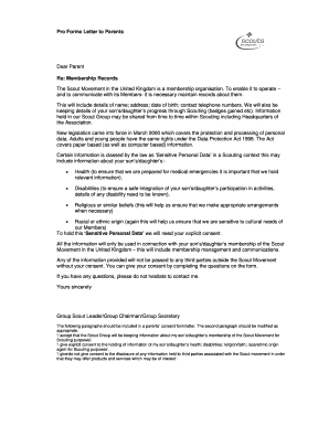 Fillable Online Pro Forma Letter to Parents Fax Email Print - pdfFiller