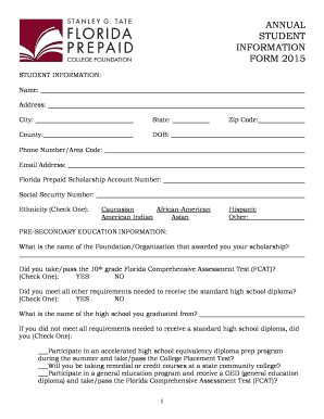 Fillable Online Former Project STARS Student - Florida Prepaid College ...