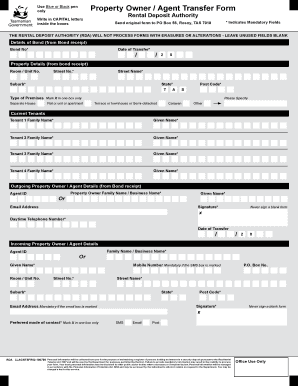 Fillable Online Property Owner / Agent Transfer Form Fax Email Print ...