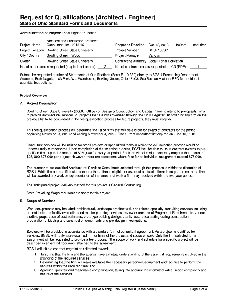 Fillable Online bgsu Architect and Landscape Architect - bgsu Fax Email Print - pdfFiller