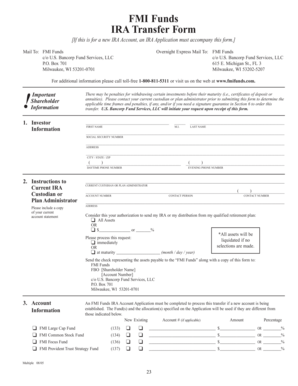 Fillable Online FMI Funds IRA Transfer Form Fax Email Print - pdfFiller