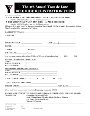 Fillable Online Bike Ride Registration bFormbb2008b - YMCA of Western ...