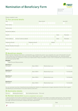 Fillable Online Nomination of Beneficiary Form Fax Email Print - pdfFiller