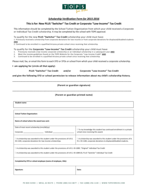 Fillable Online Scholarship Verification Form for 2015-2016 This is for ...