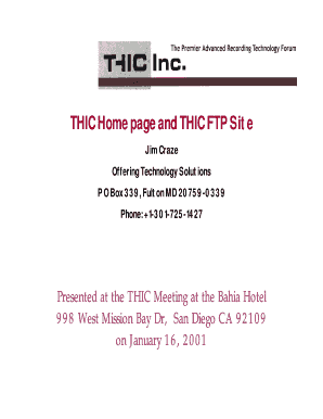 Fillable Online thic Update on THIC Home Page and Archive of Papers ...