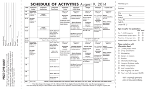 Fillable Online jaars SCHEDULE OF ACTIVITIES August 9 2014 - JAARS ...