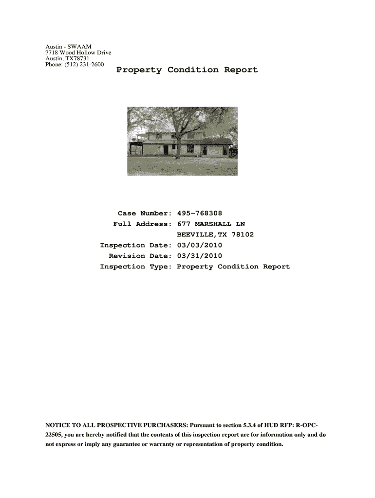 Fillable Online Property Condition Report - Beevillehome Real Estate ...