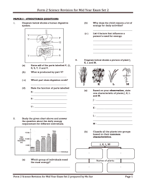 Fillable Online Form 2 Science Revision for Mid Year Exam Set 2 Fax ...