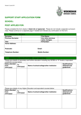 Fillable Online Support Staff bApplicationb Form Fax Email Print - pdfFiller