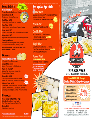 Fillable Online D.P. Dough Menu - Normal Fax Email Print - pdfFiller