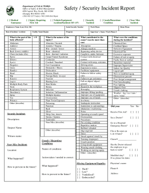 Fillable Online wdfw wa Safety Security Incident Report Form - wdfw wa ...