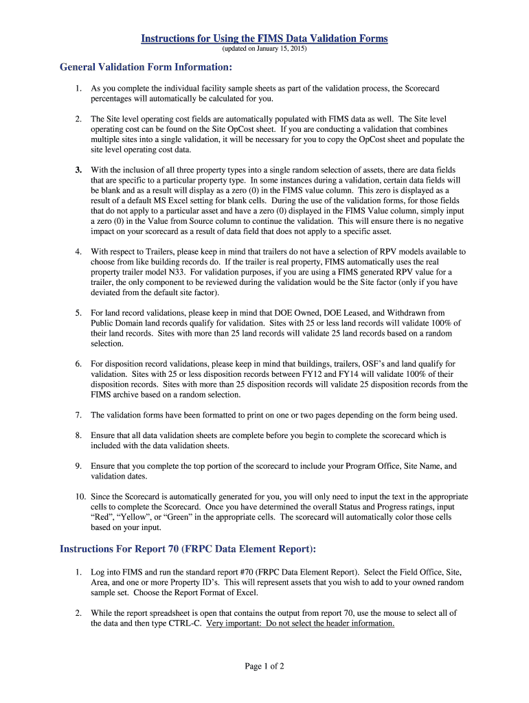 Fillable Online Instructions for using the FIMS automated data ...