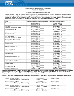 Fillable Online dentaltradealliance Hotel Room Block Reservation Form ...